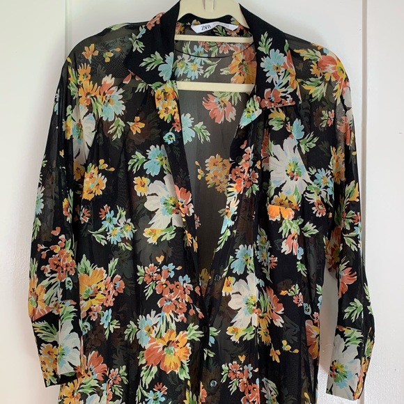 Zara | Jackets & Coats | Zara Sheet Floral Kimono Duster | Poshmark